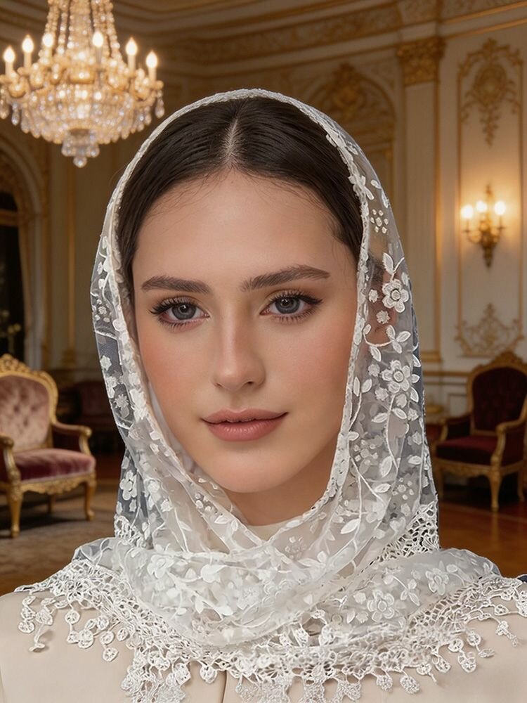 Косынка шейная  для женщин,140х45 см, белый — фото 1