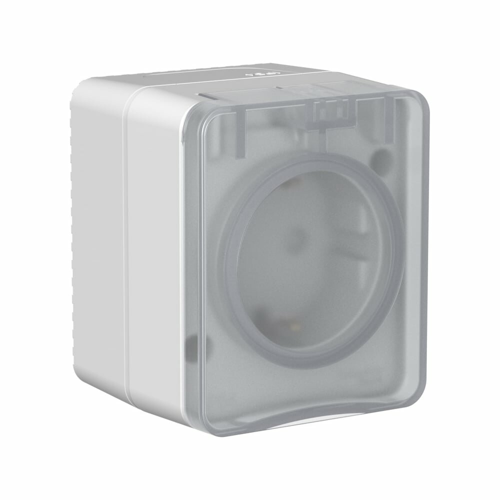 Розетка с заземлением со шторками Systeme Electric AtlasDesign Profi IP54, 16 АХ, 250 В, открытой установки, Серый ATN543045