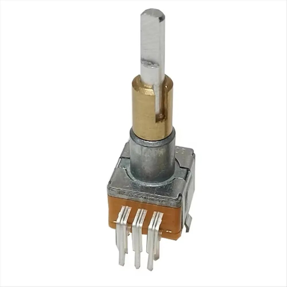 Энкодер EC11 с двухвальной осью EC110701N2B и кнопочным переключателем.