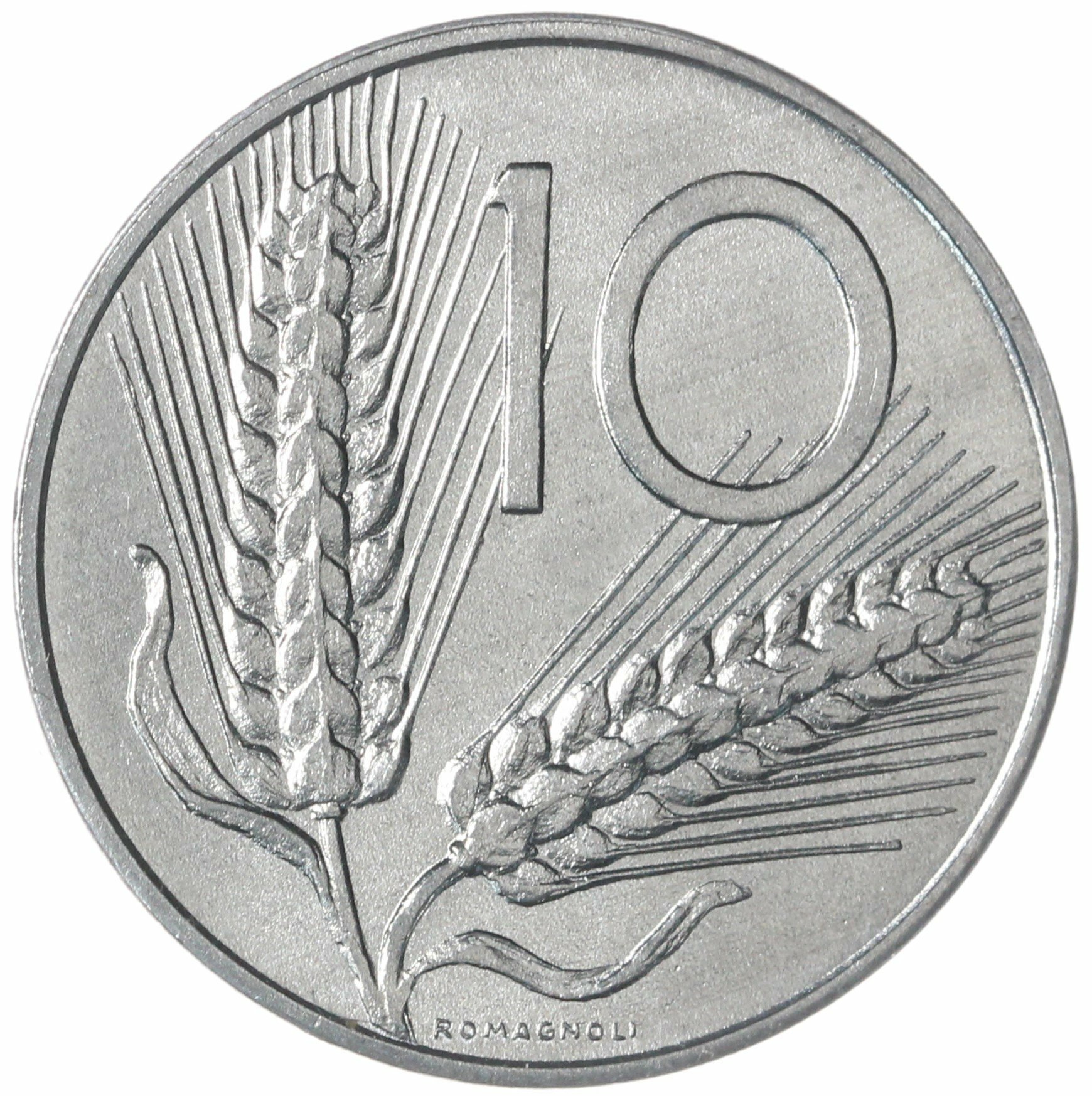 Италия 10 лир 1997, Алюминий, в сохранности AU-UNC