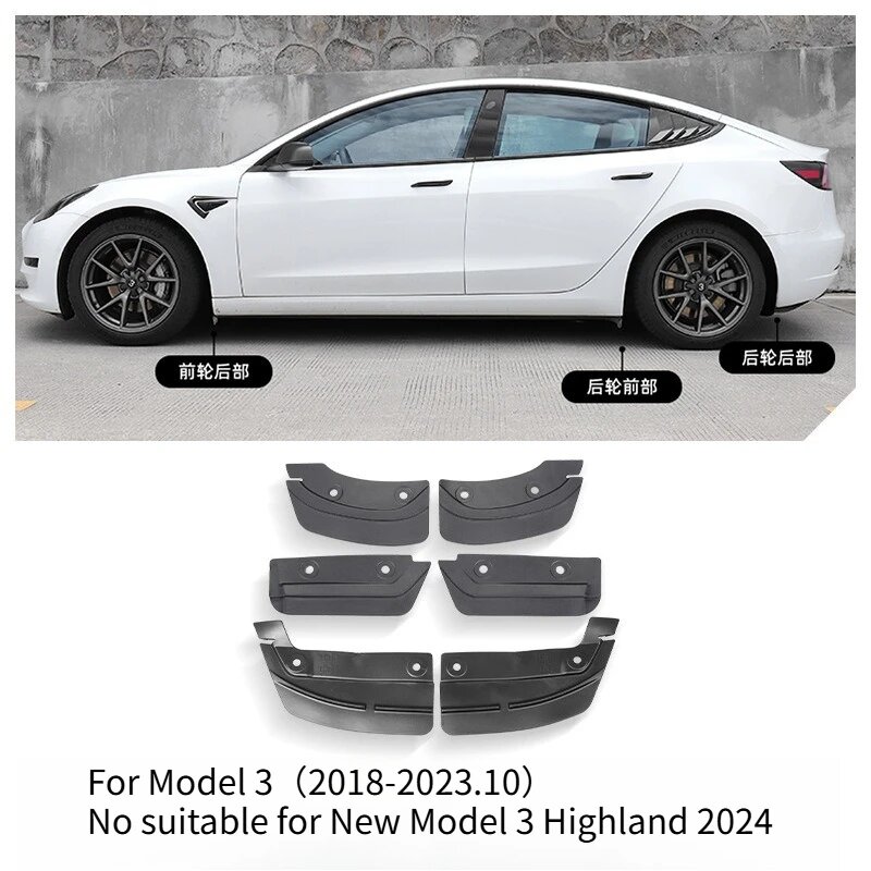 Брызговики для Tesla Model 3 Y Highland Juniper Model YL: Сменные защитные щитки, 18-23 M3 6PCS