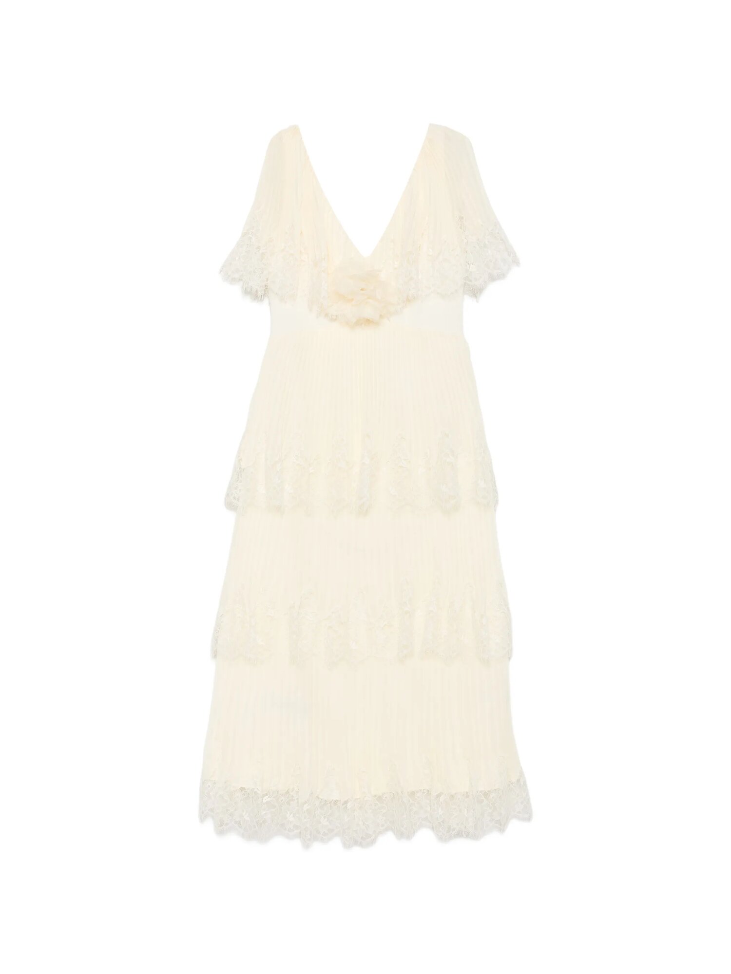 Платье Lace-trim pleated midi dress