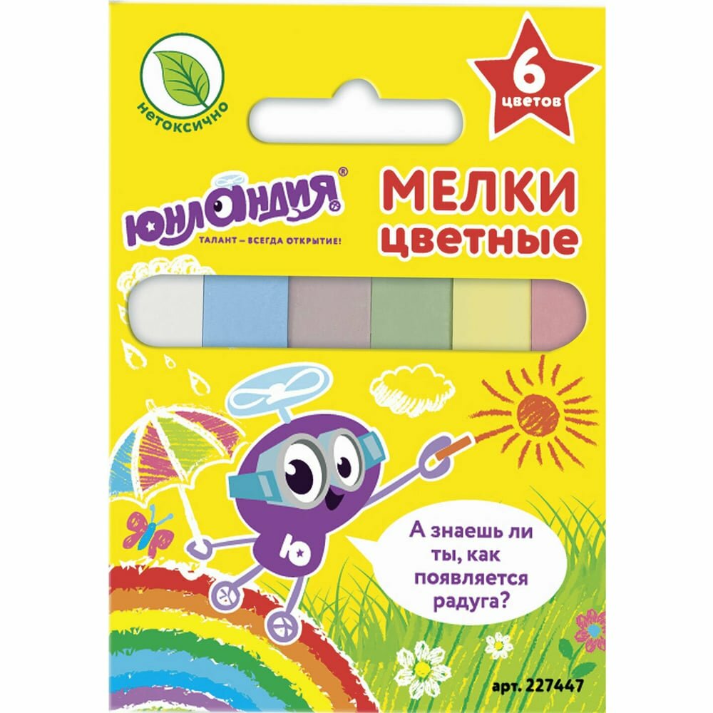 Цветной мел Юнландия Юнландик И Окружающий МИР, набор 6 шт, квадратный 227447
