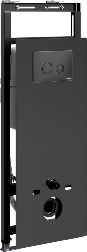 Инсталляция с кнопкой Wasserkraft Зальм (Salm) 27TLT.010. ME. BL. MB01 50,4 см, крепление к стене/к полу, с регулировкой по высоте, кнопка для унитаза черная, матовая