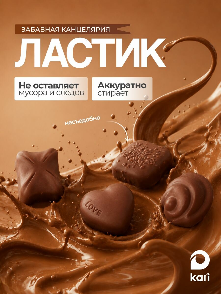 Набор школьных ластиков для детей Конфеты, 4 шт