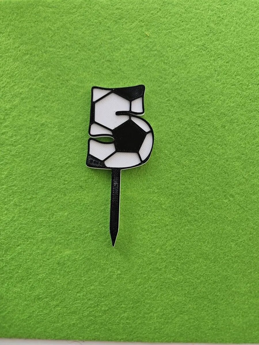 Топпер для торта Футбол цифра 5
