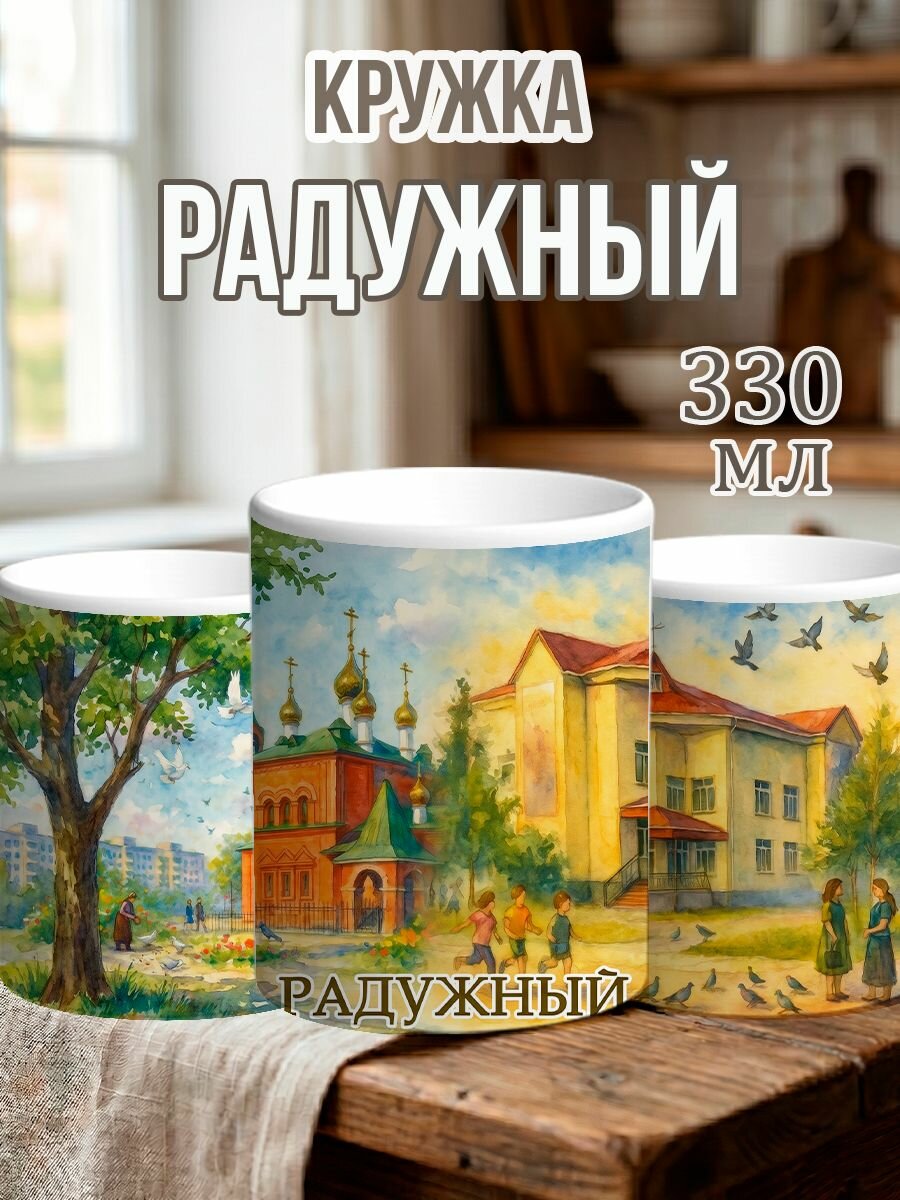 Кружка керамическая города России Радужный 330 мл