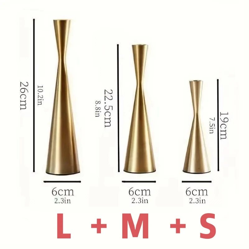 Подсвечник золотой тонкий 2/3 шт Gold-3pcs