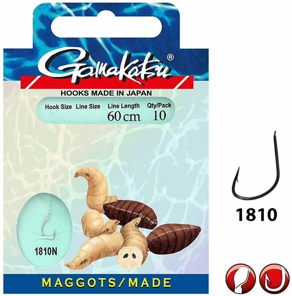 Крючок с поводком Gamakatsu BKG-1810N Maggots 60см №12