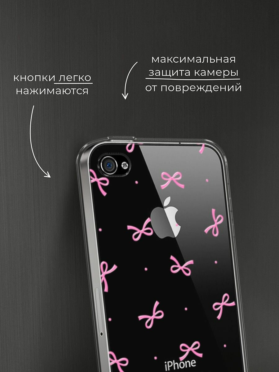 Силиконовый чехол на Apple iPhone 4/4S / Айфон 4/4S с принтом Бантики и точки — фото 1