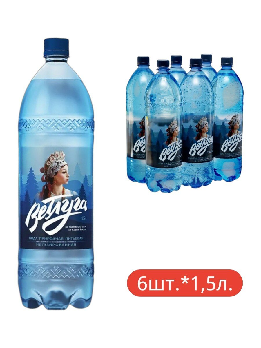 Вода минеральная природная Ветлуга 6 шт по 1,5 л, негазированная, пэт
