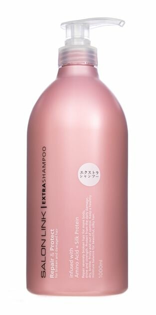 KUMANO YUSHI Salon Link Extra Shampoo Экстра-увлажняющий шампунь для волос с аминокислотами и протеинами шелка, маслом ши и медом, с цветочным ароматом, 1000мл.