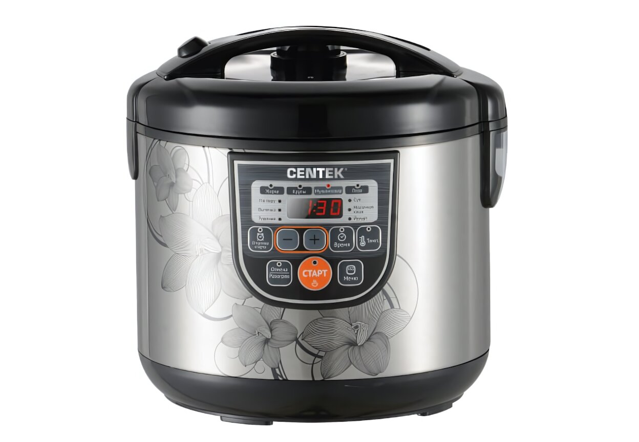 Мультиварка CENTEK CT-1498, 5л, 28 программ, мультиповар, 700 Вт, сталь с цветочным принтом