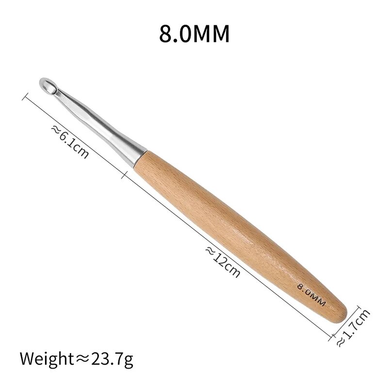 Крючки для вязания Looen, деревянные ручки Бежевый, 8.0mm