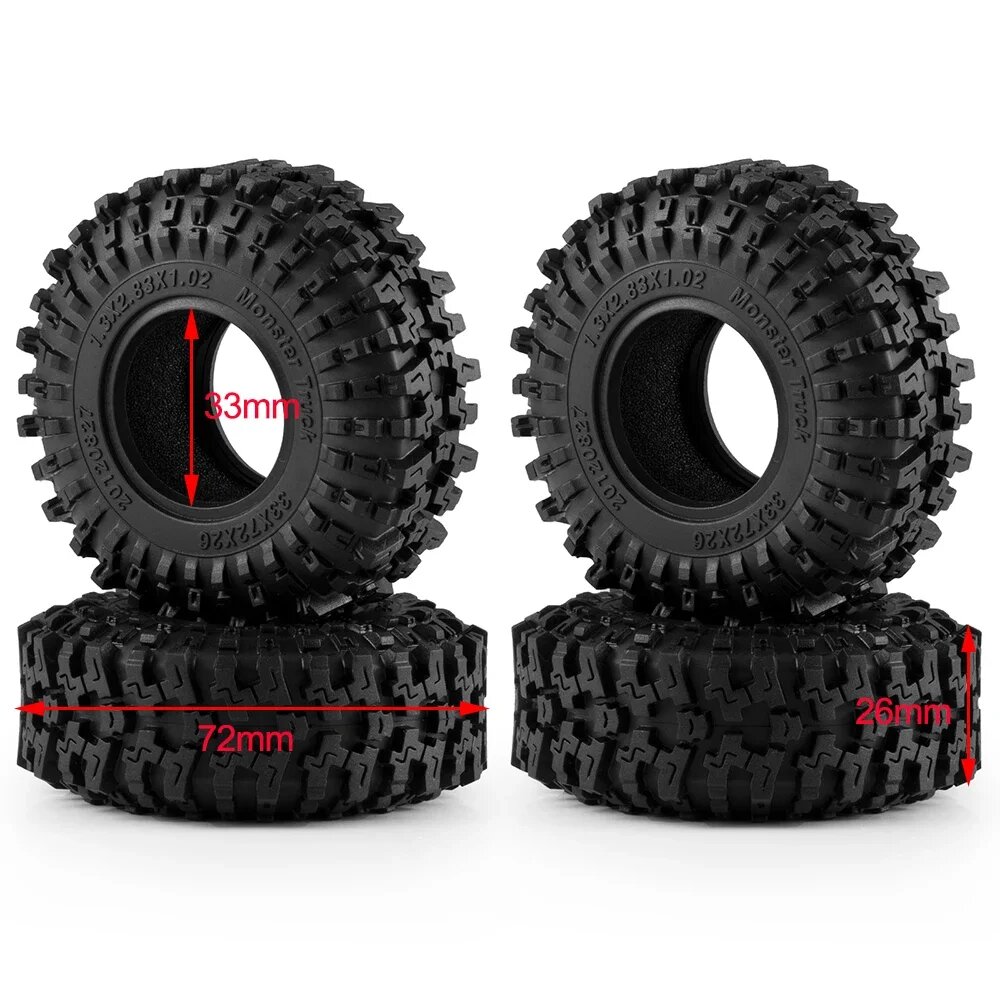 AXSPEED Резиновые шины 1,3"/1,1" для Micro Crawler 1/18 1/24