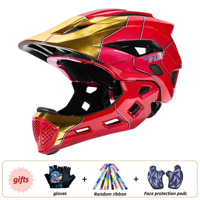 Детский велосипедный шлем BATFOX, JC012-red glod