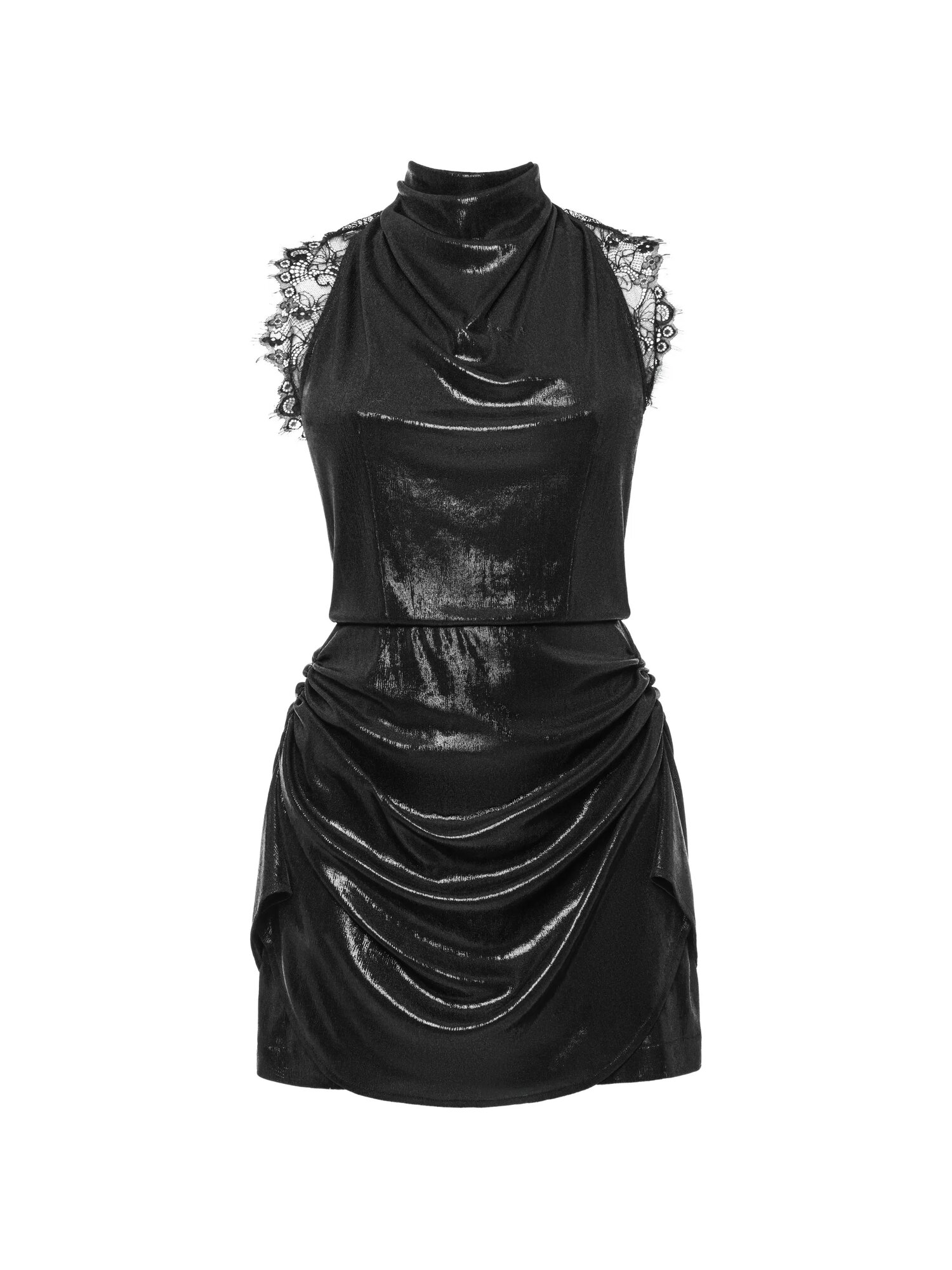 Платье Lace-trim draped mini dress