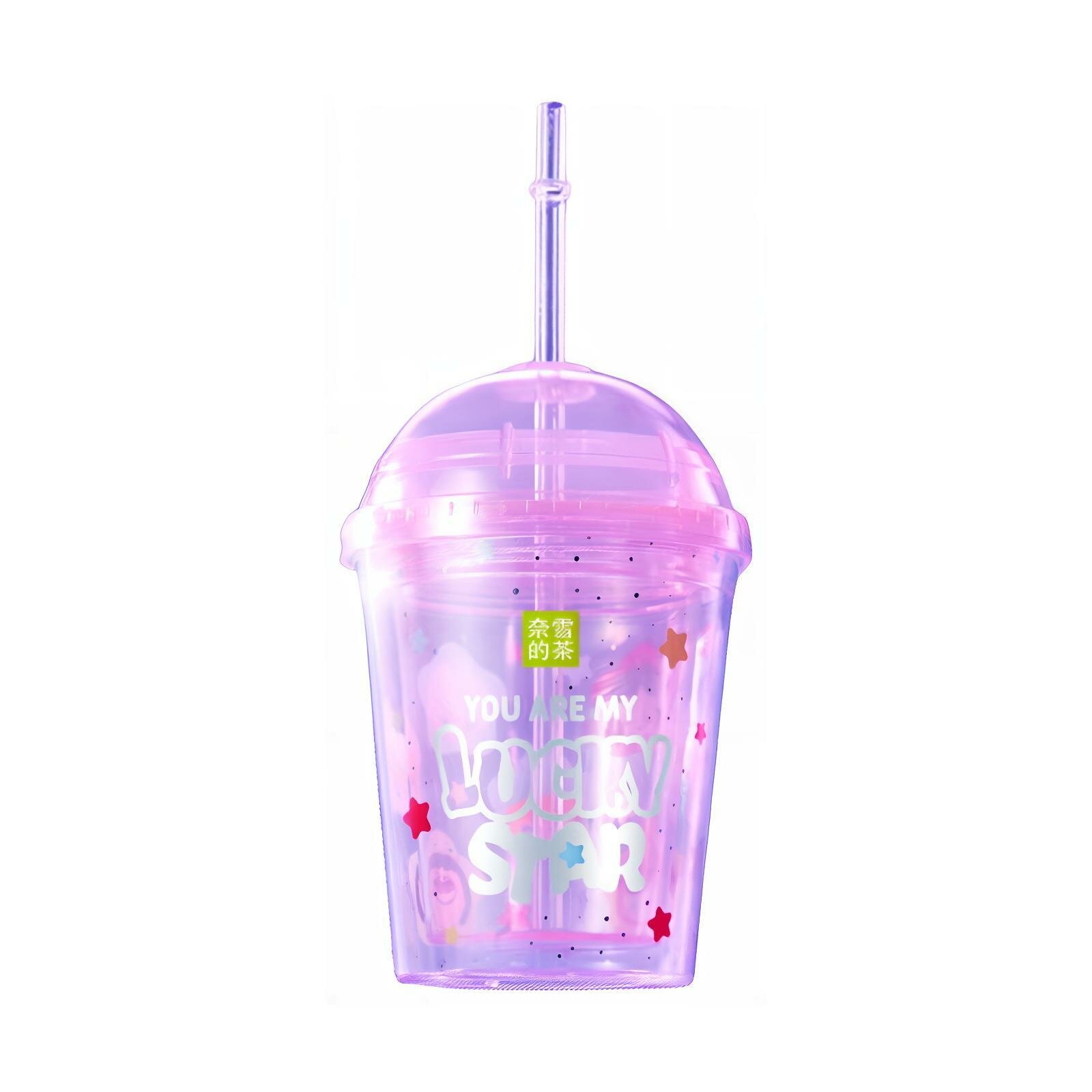 POP MART x Nayuki's Tea стакан для воды с трубочкой пластиковый унисекс Straw Cup, цвет pink