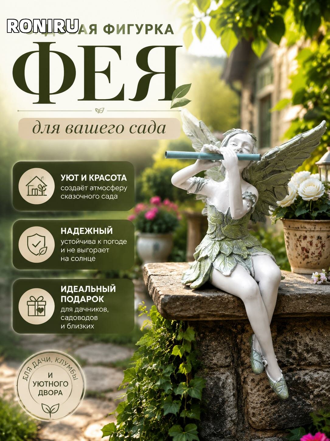 Фигурка садовая для украшения дачи и участка — оригинальный декор для сада, идея для клумбы и уютного двора в саду