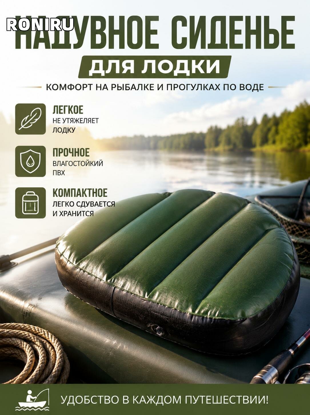Надувное сиденье для лодки — лодочное сиденье для рыбалки и прогулок по воде, для комфорта на лодке
