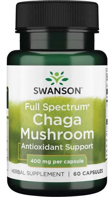 Swanson Chaga Mushroom 400 mg (Гриб Чага 400 мг) 60 капсул (Swanson)