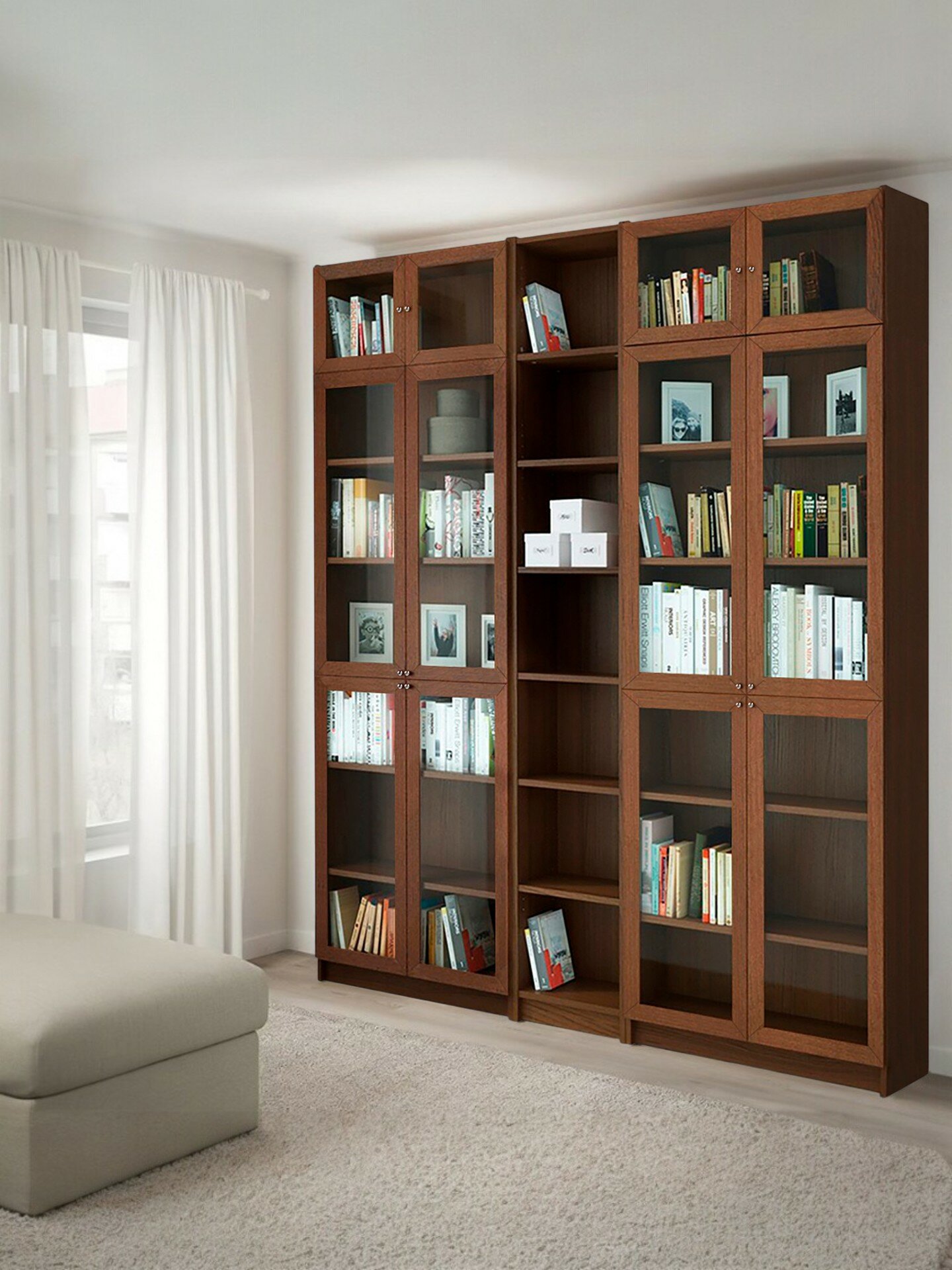Стеллаж Билли 15 Орех Экко 9459 NEW 200x30x237 см, коричневый GOODFORM