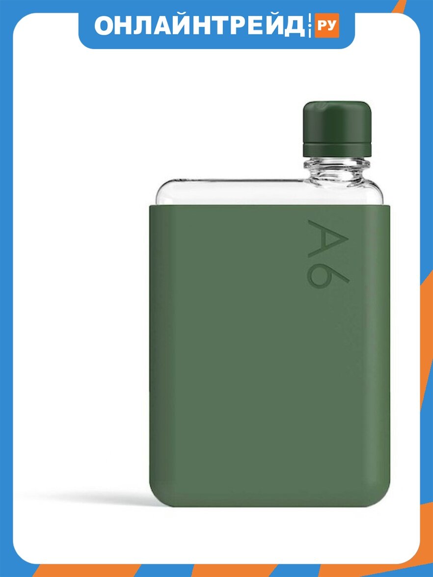 Бутылка для воды Memobottle A6, с силиконовым чехлом, зеленый