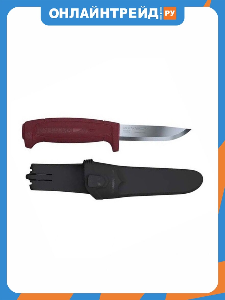 Нож туристический Morakniv Basic, углеродистая сталь, пластиковая ручка, цвет красный