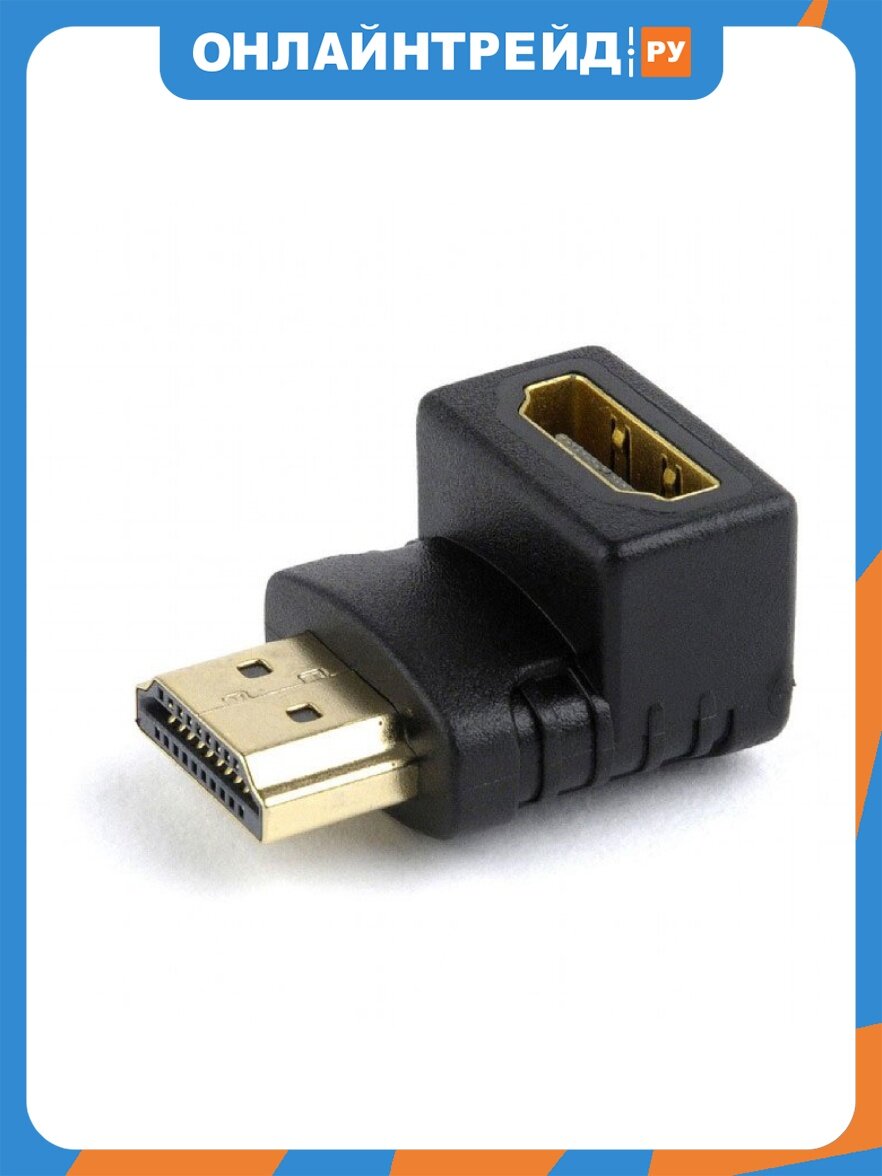 Переходник Cablexpert HDMI <-> HDMI , 19F/19M, угловой соединитель 90 градусов