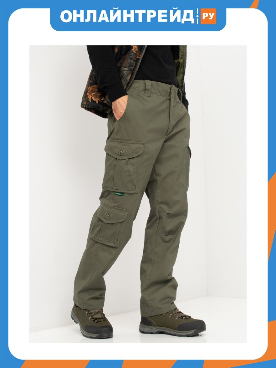 Брюки Huntsman Крафт, олива, 56-58 (ткань хлопок)