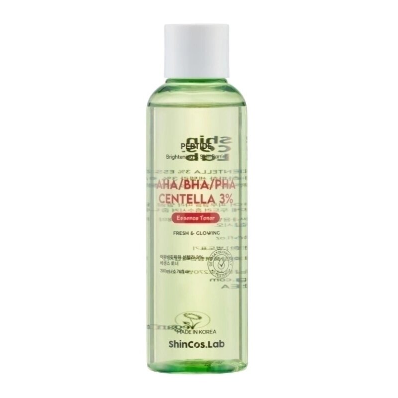 ShinCos.Lab AHA/BHA/PHA Centella 3% Essence Toner Тонер-эссенция с кислотами и экстрактом центеллы, пилинг-формула