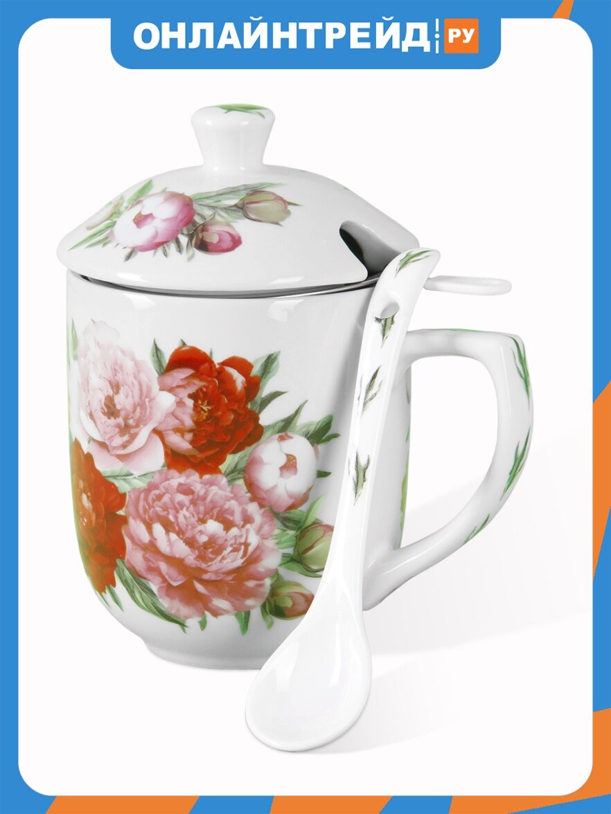 Кружка с заварником Pomi D'oro Peonies 350мл (P260049)