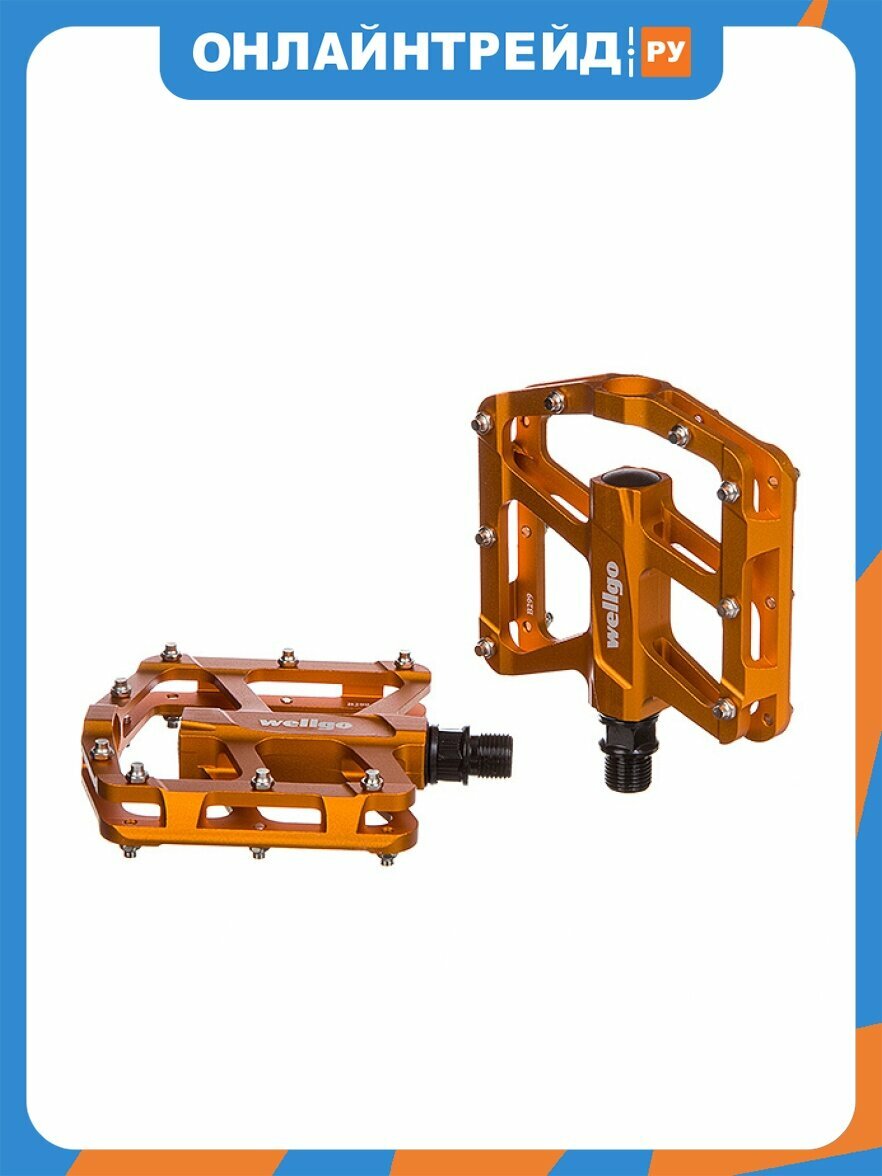 Педали Stg , модель B299, алюм, ось 9/16, пром. подшип. Платформа с шип. Цвет: оранж.