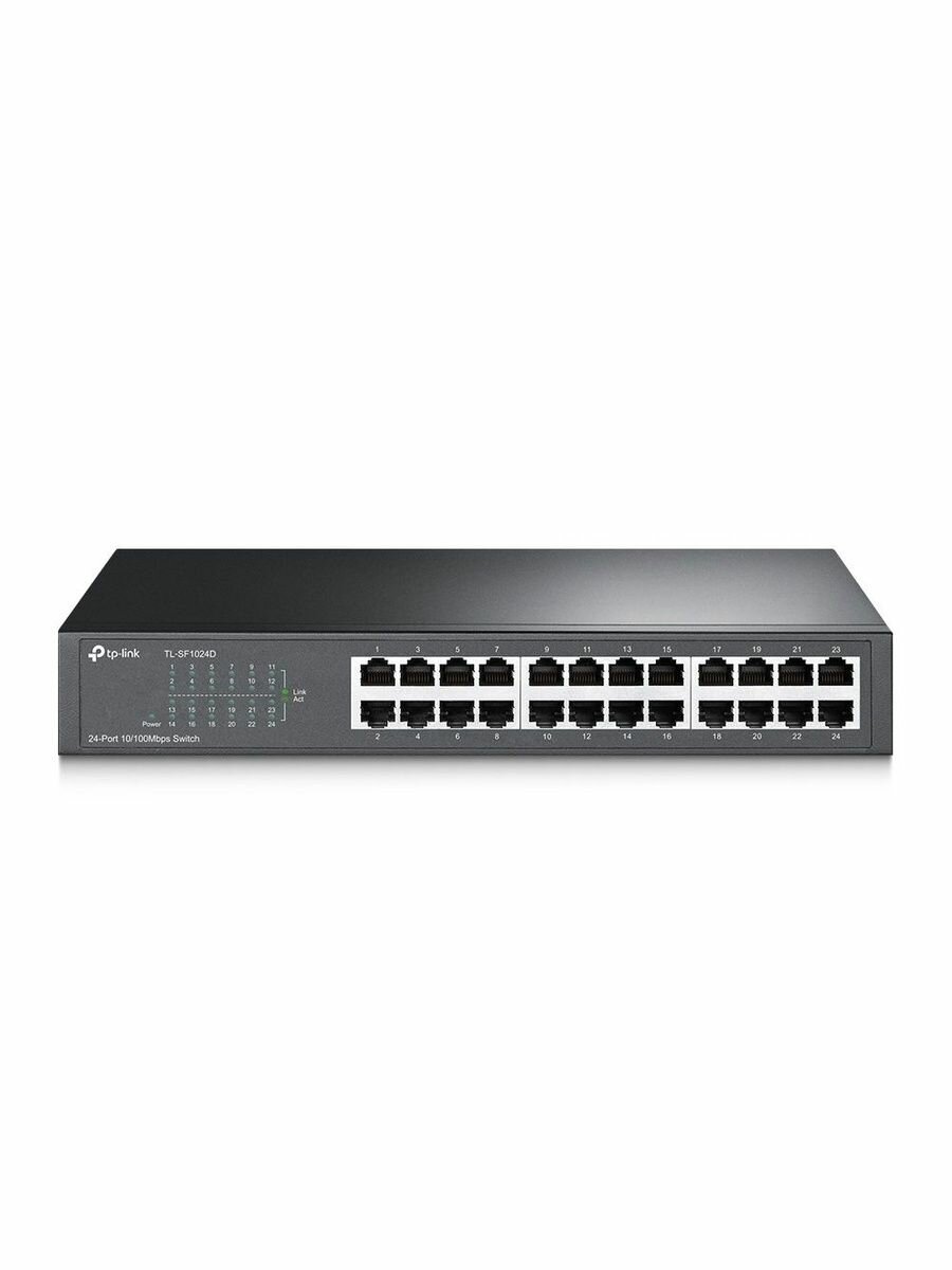 Коммутатор TP-Link TL-SF1024D неуправляемый, 24xRJ45 100Мбит/с, с поддержкой автосогласования и авто-MDI/MDIX