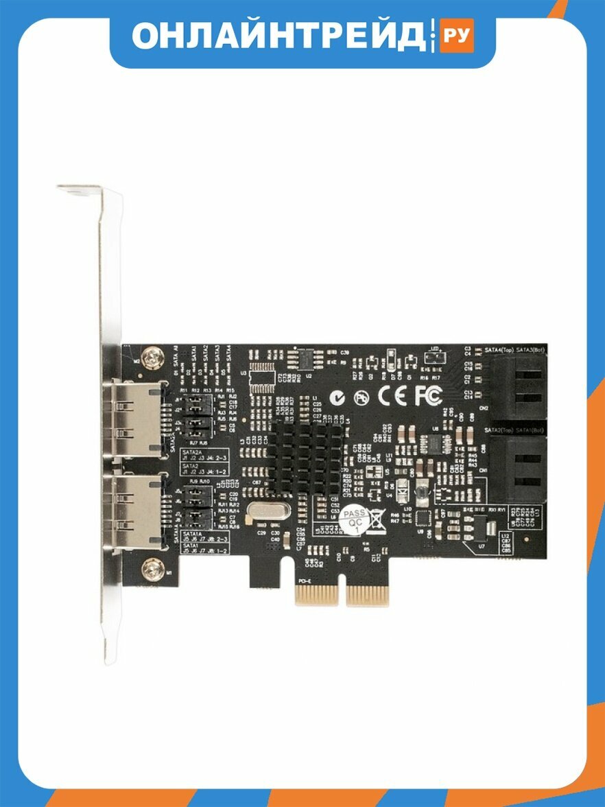 Контроллер Exegate EXE-504 PCI-E 2.0, SATA3 RAID, 4 int+2 ext (OEM) EX283711RUS