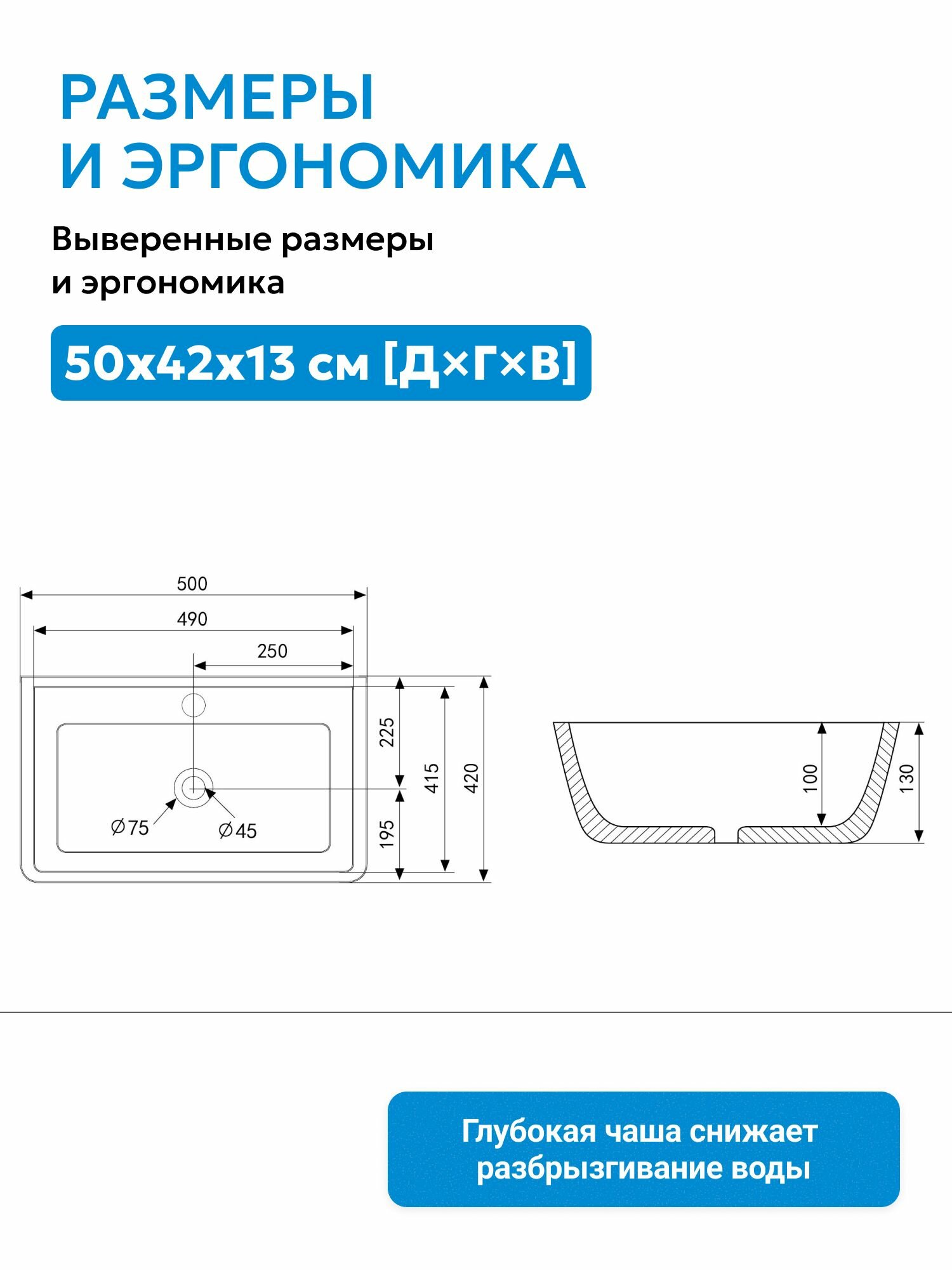 Раковина накладная ABBER Rechteck AC2203 белая