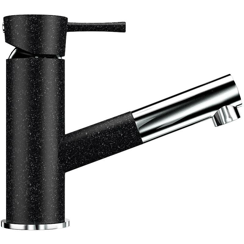 Смеситель для кухни Ulgran Classic U-009-308 черный, с выдвижным изливом, рычажный, латунь