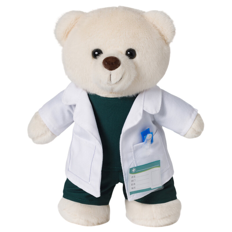 Плюшевая игрушка унисекс SHUSHUJIA Медведь Доктор и Медсестра, Beige Doctor Bear (Inner Green), 30 см