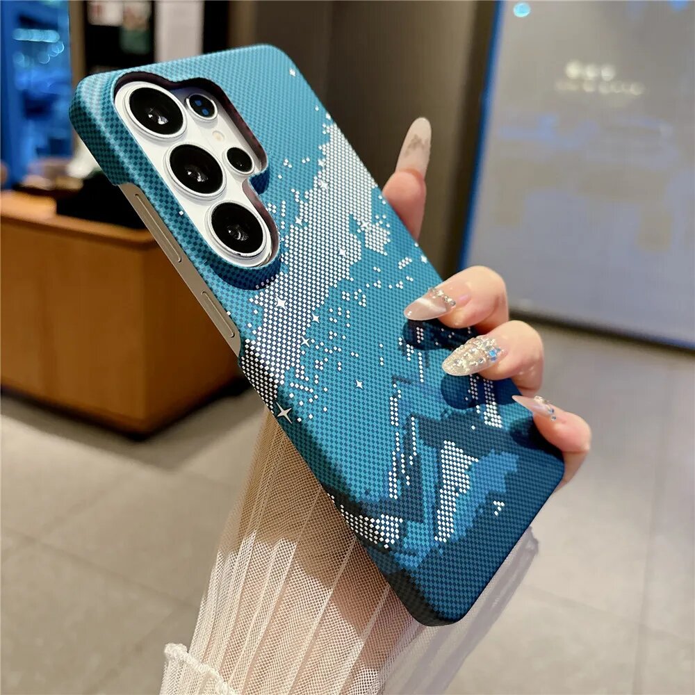 Безрамочный чехол из кевларового углеродного волокна для Samsung S22 S23 Ultra S24 S25 FE S26 Plus A55 A56 A57 A17 с поддержкой MagSafe, жесткий чехол