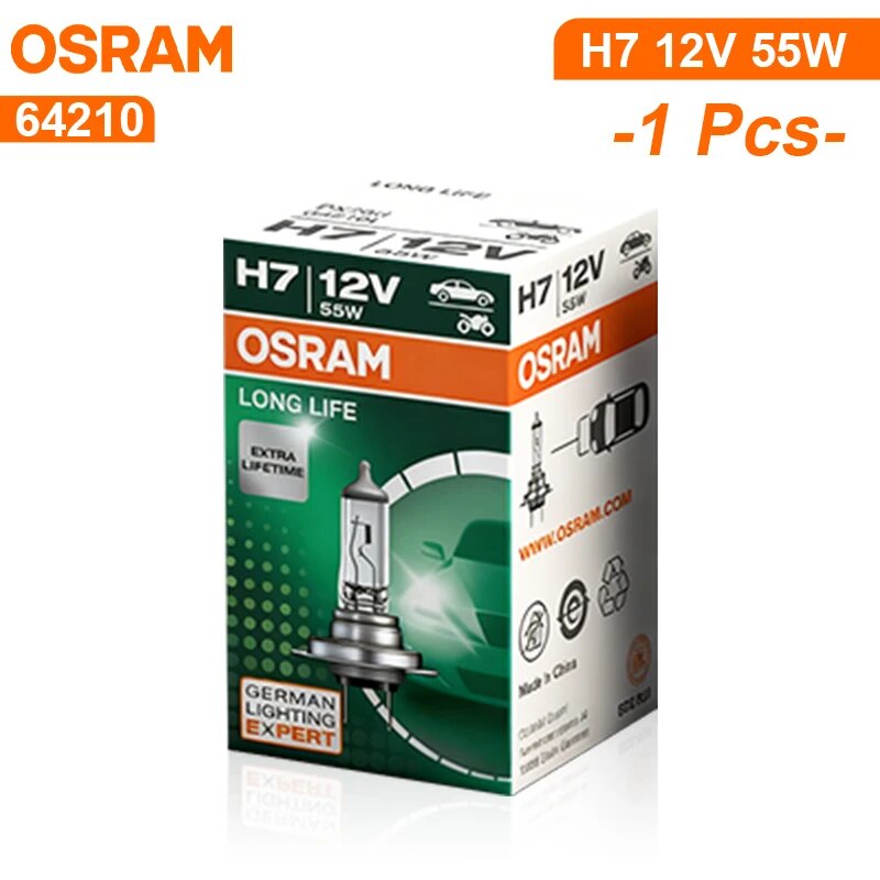 Лампа Галогенная OSRAM 64210L H7 Для Автомобильных Фар, 12В 55Вт, PX26d, Стандартная, H7 12V 55W 1Pc