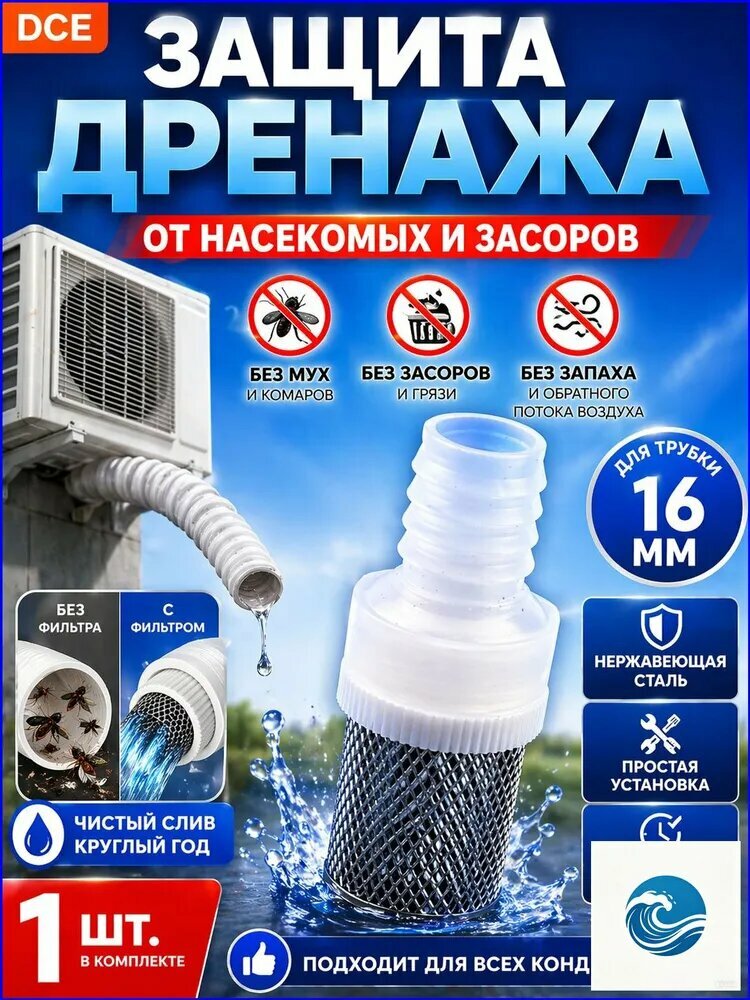 Сетка фильтр для дренажного шланга кондиционера 30 мм, защита от насекомых и тараканов, нержавеющая сталь