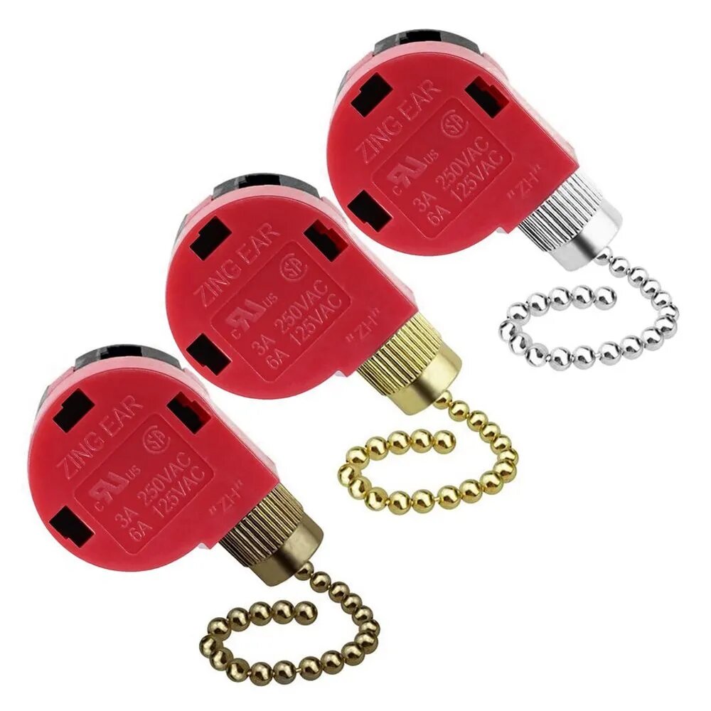 3-скоростной 4-проводной вентилятор Zing Ear ZE-268S6 с цепным переключателем, как показано на рисунке (Пластик + Металл) 3 x переключатель потолочного вентилятора