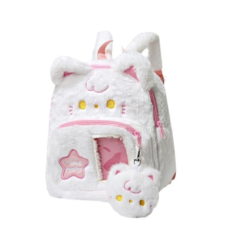 Рюкзак унисекс YANGWAWAHEXIAOXIONGTIAOWU White Kitten (with Charm) 30*40CM