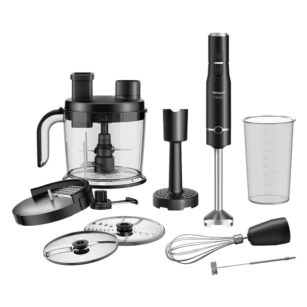 Блендер погружной Weissgauff WHB 510 Multi Cubix Pro 7 в 1, Мощность 1800 Вт, Тихий DC мотор, 15000 об. в мин.