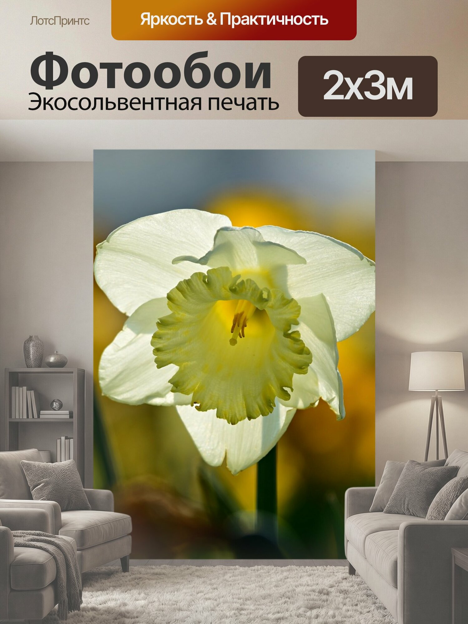 Фотообои "Нарцисс, цветок, завод" 200x300 см. экосольвентная печать
