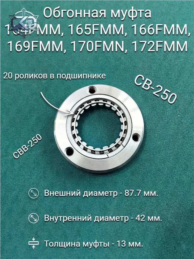 Обгонная муфта (бендекс) для мотоциклов Irbis TTR-250, Kayo T2, Flex 250, Garpia (CB-250, CBB-250) 164FMM 165FMM 166FMM 169FMM 170FMN 172FMM