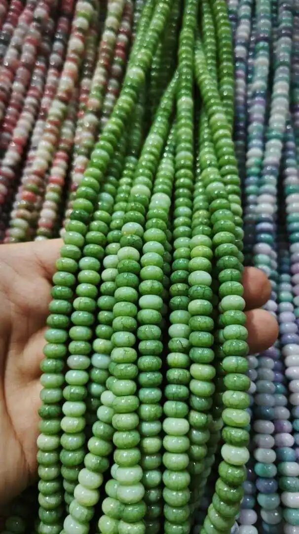 Бусины стеклянные абакус, зеленые, 5x8 мм, Color: O