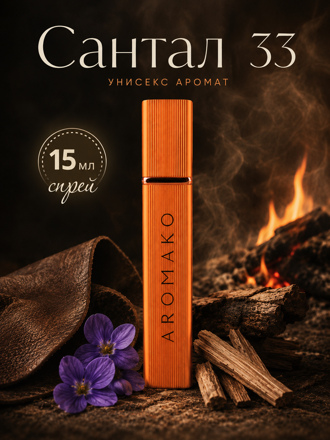 Духи AromaKo Сантал 33 , унисекс, ароматические, древесные 15 мл, спрей
