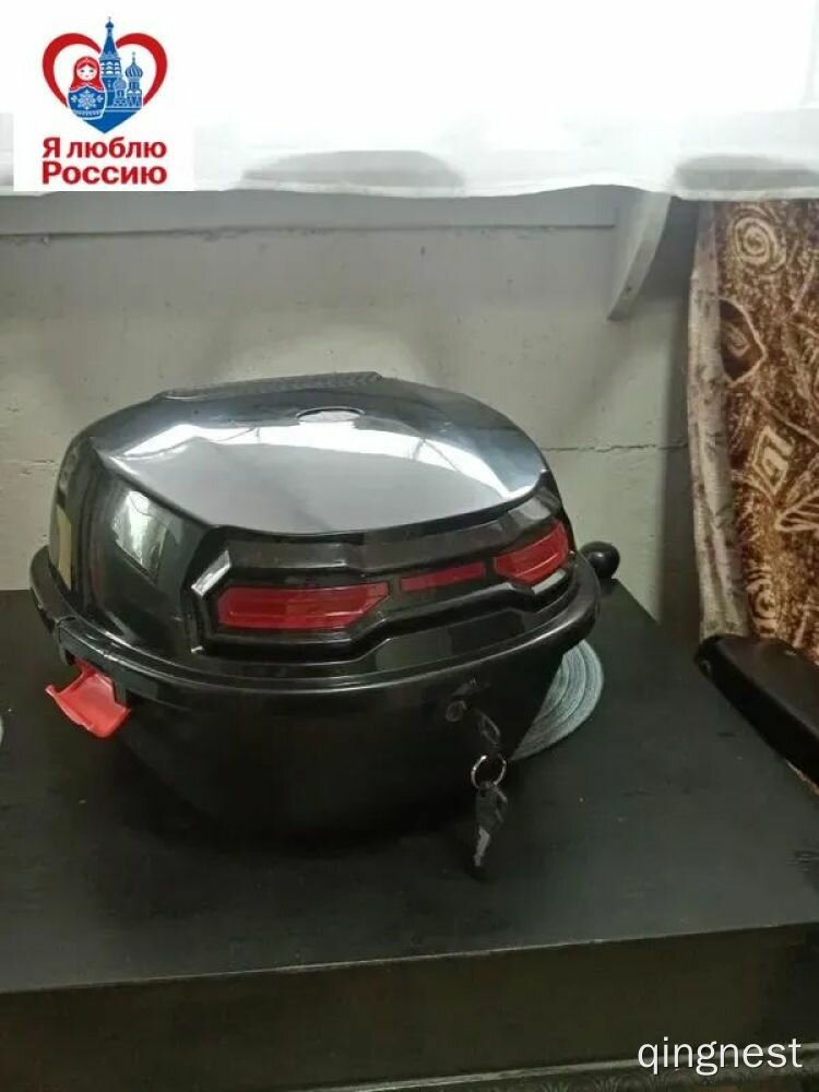 Мотокофр 45л - синий, с LED подсветкой, для мотоцикла, большой багажник — фото 1