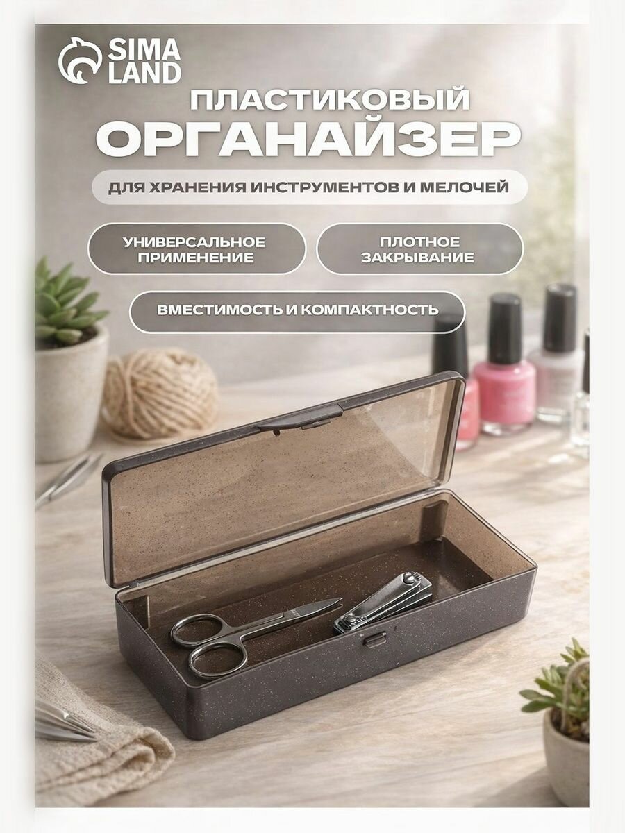 Органайзер для хранения с крышкой, пластиковый контейнер 18.8x7.1x4 см